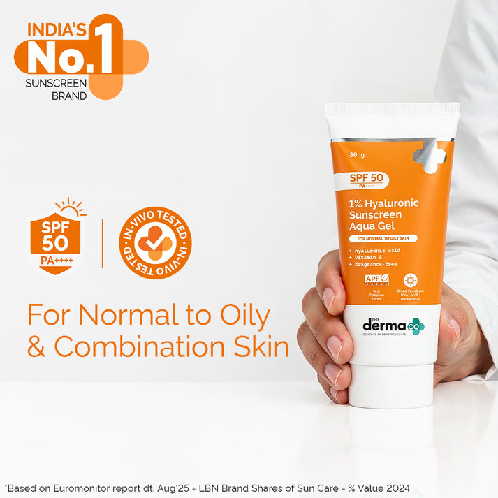 SPF 50 Hyaluronic Sunscreen Aqua Gel | In-Vivo Tested – The Derma Co