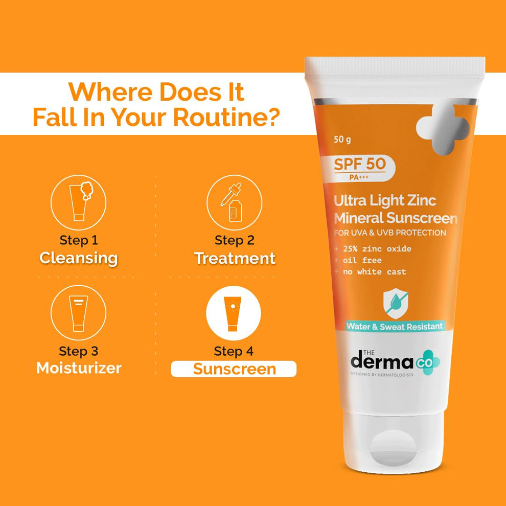 The Derma Co Zinc Mineral Sunscreen SPF 50 50g | UVA/UVB