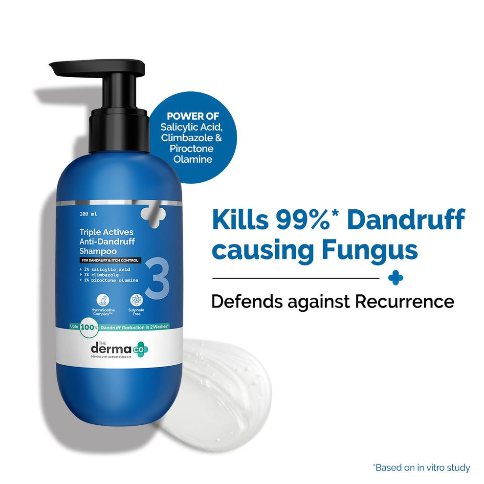 Triple Actives Anti-Dandruff Shampoo - 200ml – The Derma Co