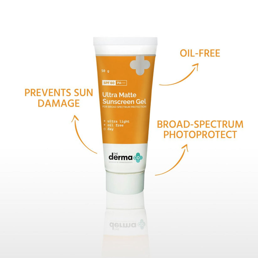 Ultra Matte Sunscreen Gel With SPF 60 -50g | The Derma Co